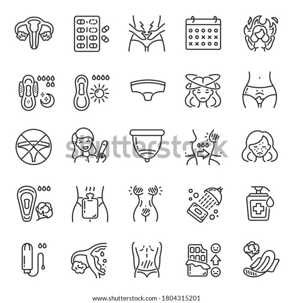 Menstruation Symptoms Icon Set Period Monthly: Vector có sẵn (miễn phí ...