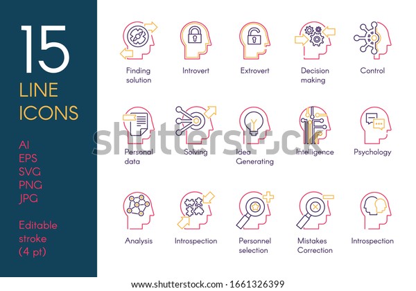 Mental Activity Color Linear Icons Set Stock Vector (Royalty Free ...