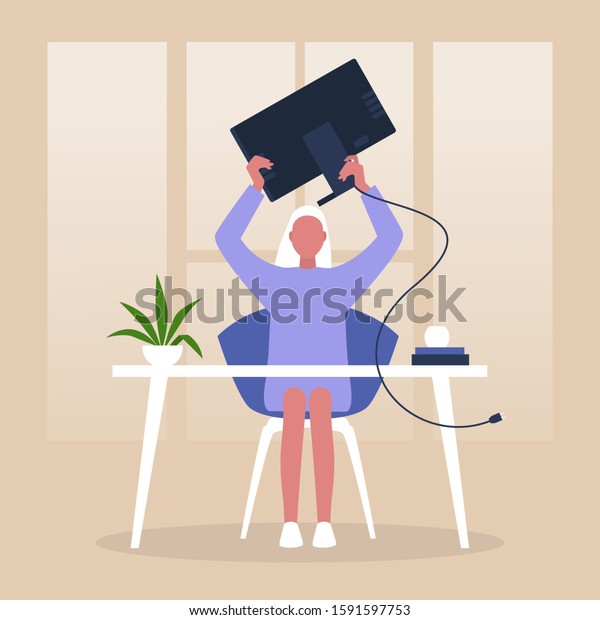 Mental Breakdown Anger Despair Young Female Stock Vector (Royalty Free ...