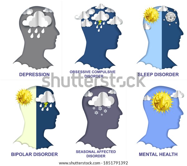 Mental Disorder Vector Paper Cut Head Stock Vector (Royalty Free ...