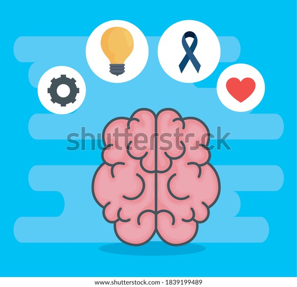Mental Health Brain Icon Set Design Stock Vector (Royalty Free ...