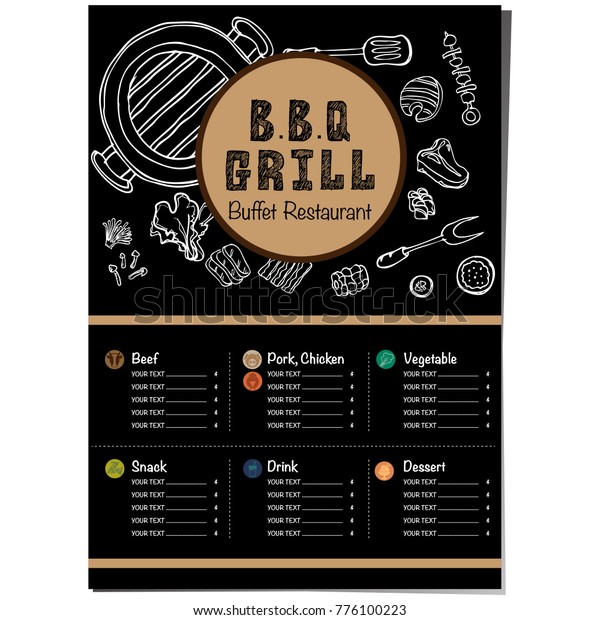 Menu Barbecue Grill Restaurant Template Design Stock Vector (Royalty ...