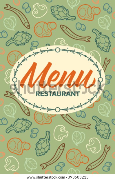Menu Calligraphy Restaurant Word Vegetable Pattern Stock Vector ...