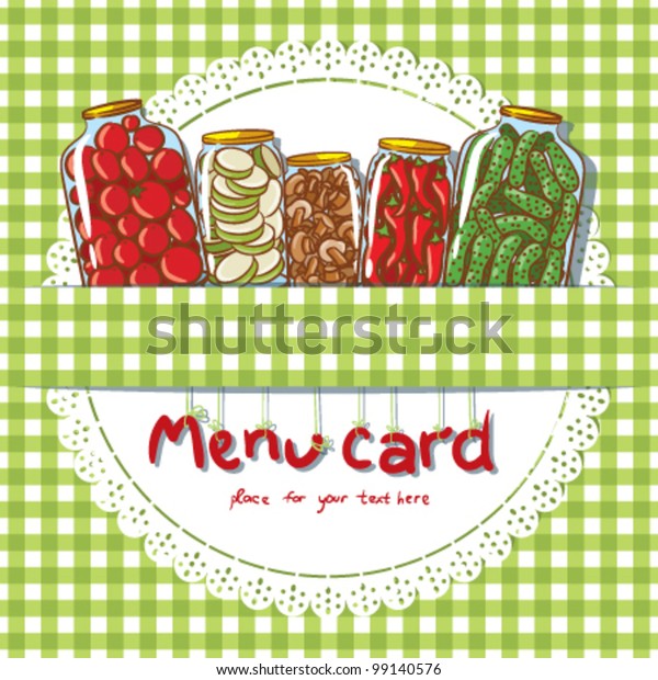 Menu Card Design Homemade Pickles Scrapbooking Stock Vector (Royalty ...