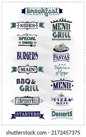 Menu Headlines Set Signs Graphic Sketch Stock Vector (Royalty Free ...