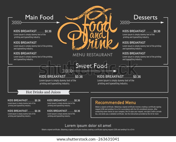 menu restaurant hipster stijl.: stockvector (rechtenvrij) 263631041 ...