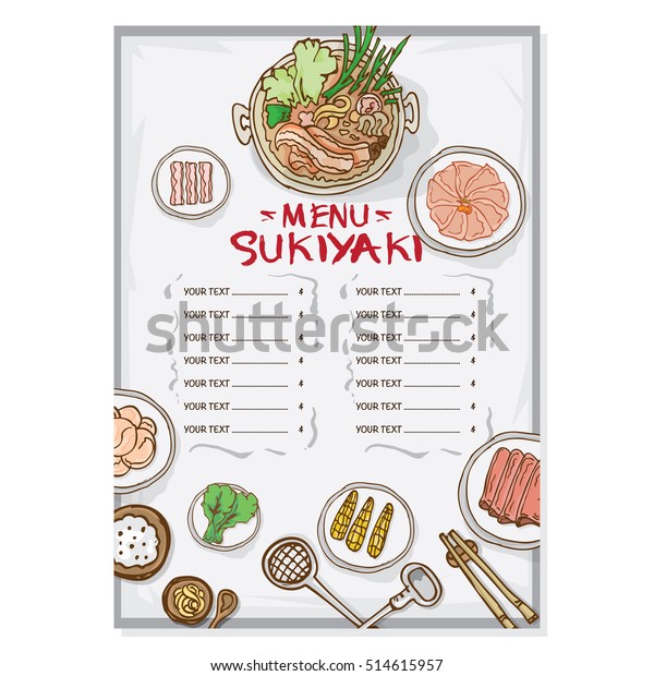 Menu Shabu Sukiyaki Design Objects Japan 库存矢量图（免版税）514615957