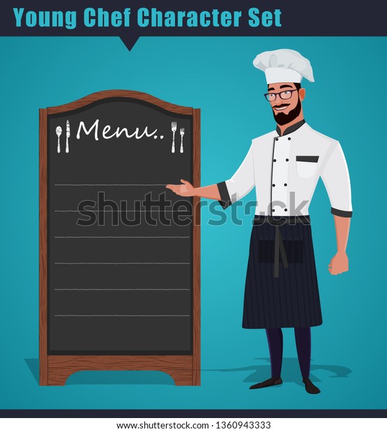 Menu Sign Restaurant Chef Showing Menu Stock Vector (Royalty Free ...