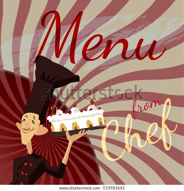 Menu Template Funny Chef Serving Dish Stock Vector (Royalty Free ...