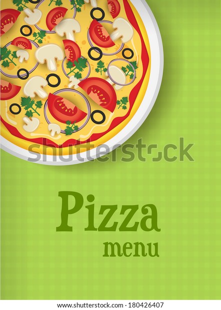 Menu Template Green Background Pizza Stock Vector (Royalty Free ...