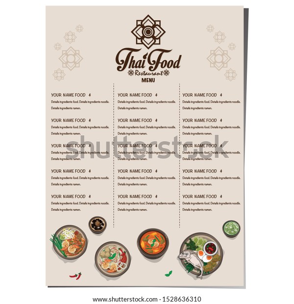 Menu Thai Food Design Template Graphic Stock Vector (Royalty Free ...