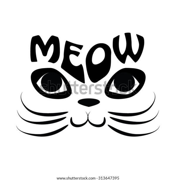 Meow Cat Face Vector Illustration Typographic Stock Vector (Royalty ...