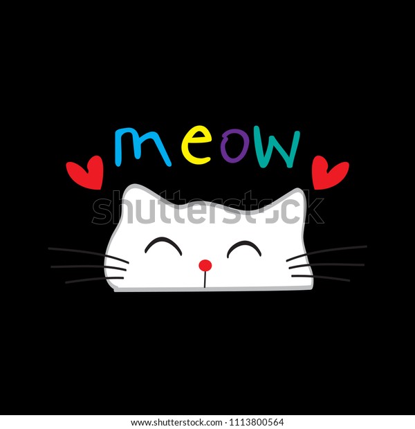 Meow Lettering Cute Cat Stock Vector (Royalty Free) 1113800564