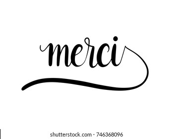 Merci Calligraphy Hand Lettering Vector 스톡 벡터(로열티 프리) 746368096 ...
