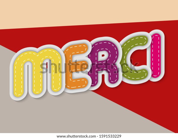 Merci Letters Banner Border Stitches Stock Vector (Royalty Free ...