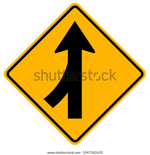 Merges Left Traffic Road Signvector Illustration Stock Vector (Royalty ...