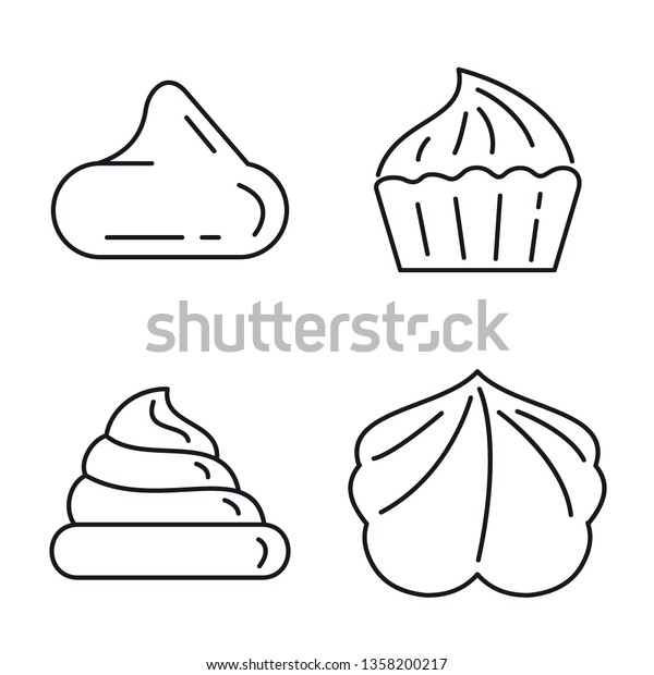 Meringue Icons Set Outline Set Meringue Stock Vector (Royalty Free ...