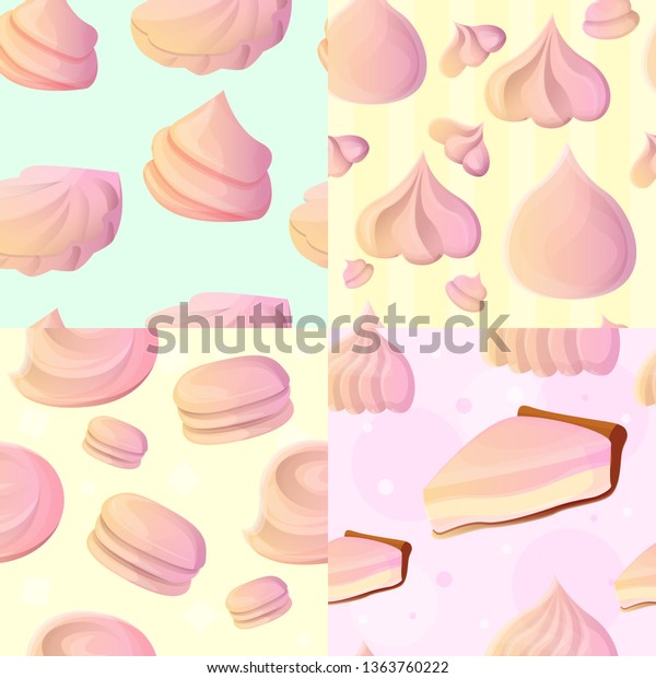 Meringue Pattern Set Cartoon Illustration Meringue Stock Vector ...
