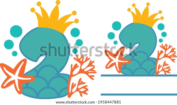 Mermaid Birthday Number 2 Mermaid Monogram Stock Vector (Royalty Free ...