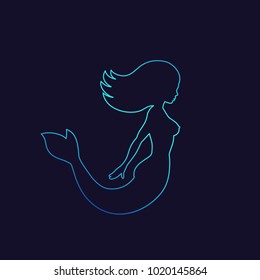 Mermaid Line Art Vector Illustration Stock Vector (Royalty Free ...