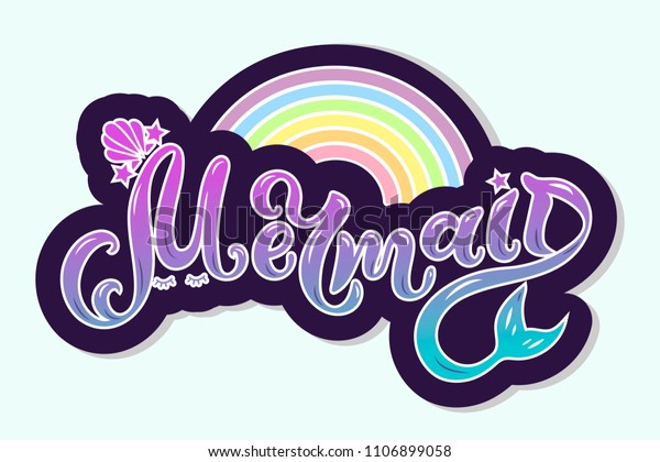 Mermaid Text Rainbow Logotype Badge Patch Stock Vector (Royalty Free ...