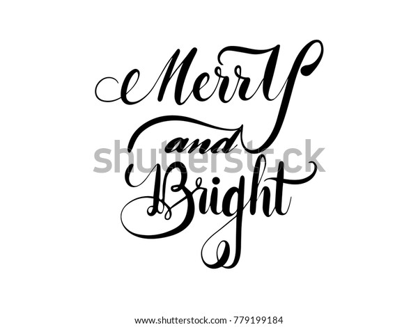Merry Bright Calligraphy Hand Lettering Vector Stock Vector (Royalty ...