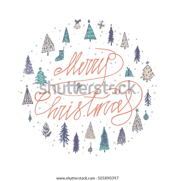 Merry Christmas Card Round Frame Christmas Stock Vector (Royalty Free ...