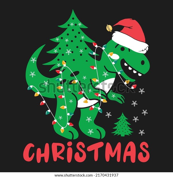 Merry Christmas Dinosaur Vector Illustration Stock Vector (Royalty Free ...