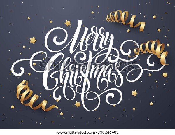 Merry Christmas Handwriting Script Lettering Christmas Stock Vector ...