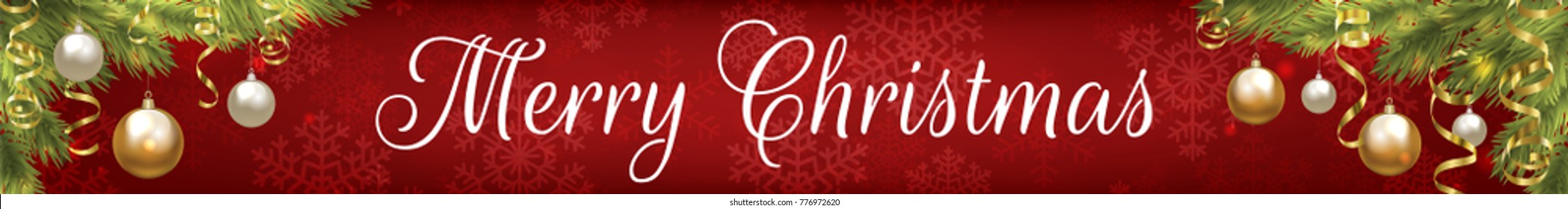 Merry Christmas Horizontal Web Banner Red Stock Vector (Royalty Free ...