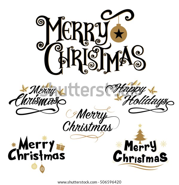Merry Christmas Lettering Design Set Vector Stock Vector (Royalty Free ...