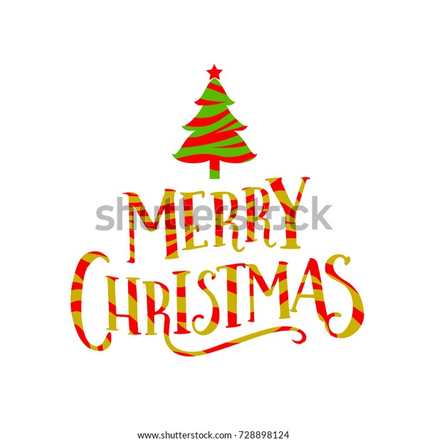 Merry Christmas Lettering Design Tree Greeting Stock Vector Royalty