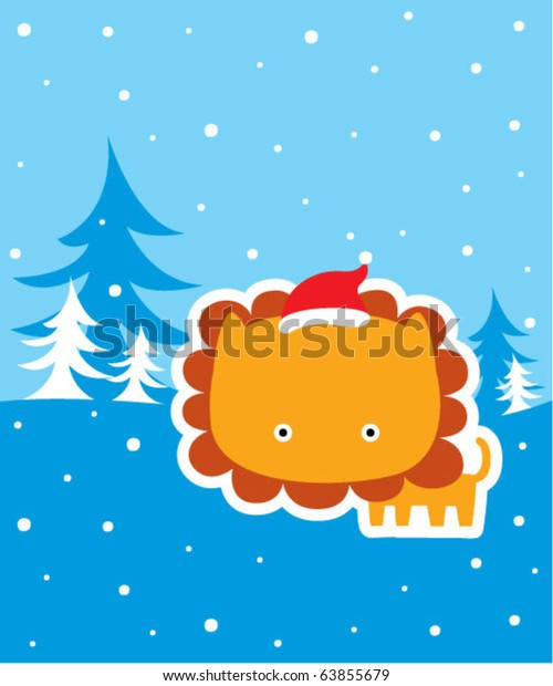 Merry Christmas Lion Stock Vector (Royalty Free) 63855679 | Shutterstock
