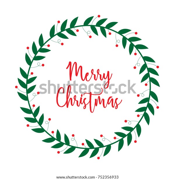 Merry Christmas Mistletoe Wreath Vector Illustration Stock Vector ...