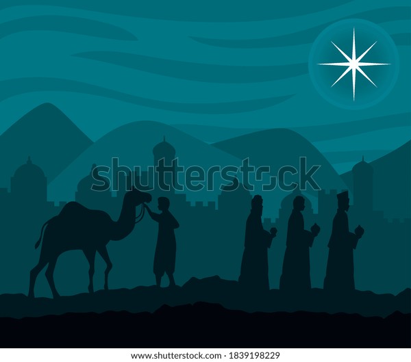 Merry Christmas Nativity Three Wise Men Stock Vector (Royalty Free ...