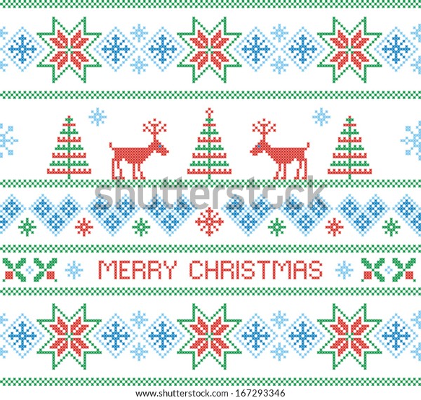 Merry Christmas Seamless Nordic Pattern Vector Stock Vector (Royalty ...