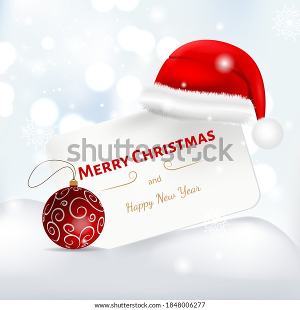 Merry Christmas Text Santa Hat Christmas Stock Vector (Royalty Free ...