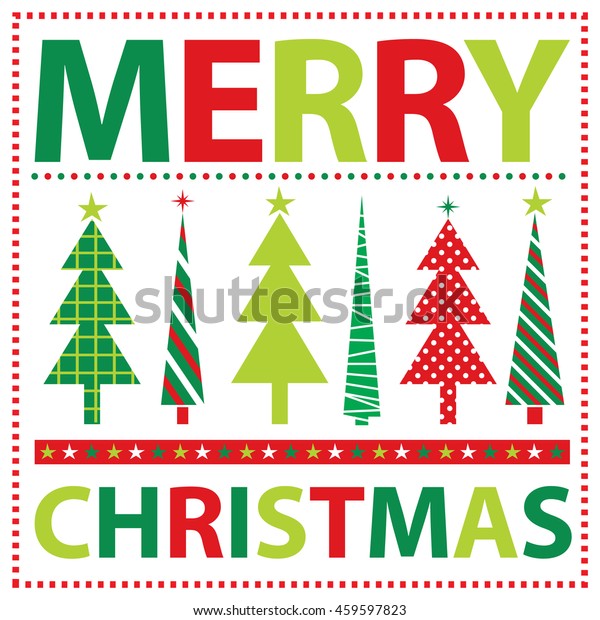 Merry Christmas Tree Design Stock Vector (Royalty Free) 459597823 ...