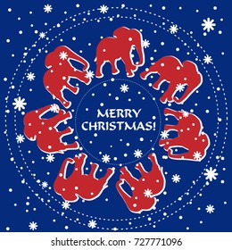 Merry Christmas Vector Postcard Elephants Stock Vector (Royalty Free ...