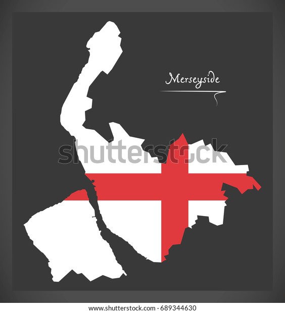 Merseyside Map England Uk English National Stock Vector (Royalty Free ...