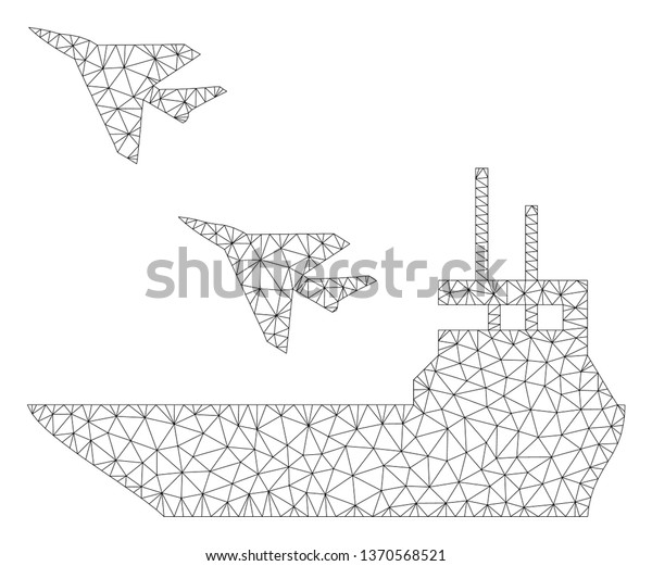 Mesh Aircraft Carrier Polygonal 2d Illustration Stock Vector (Royalty ...