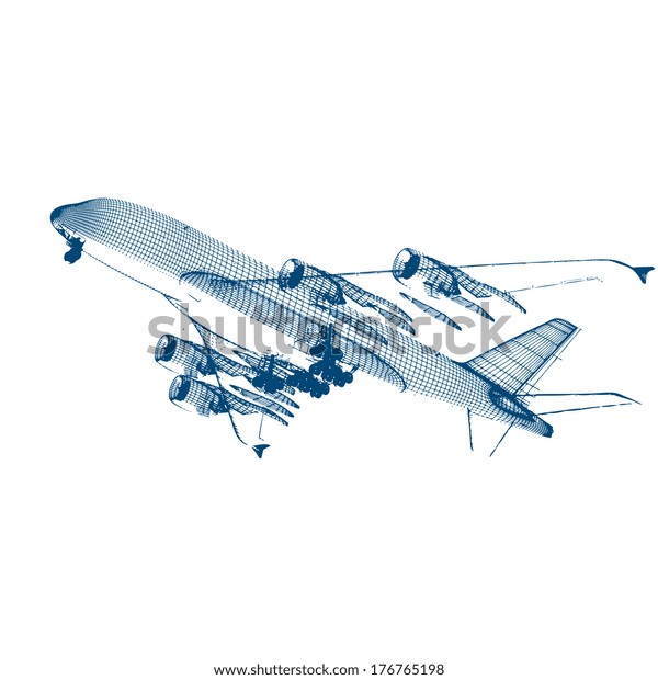 Mesh Drawing Airplane Stock Vector (Royalty Free) 176765198 | Shutterstock