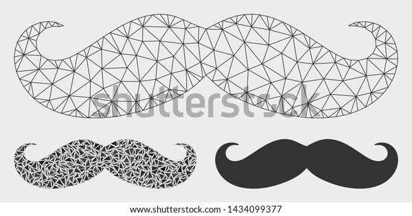 Mesh Gentleman Moustache Model Triangle Mosaic Stock Vector (Royalty ...