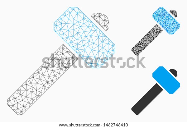 Mesh Hammer Model Triangle Mosaic Icon Stock Vector (Royalty Free ...