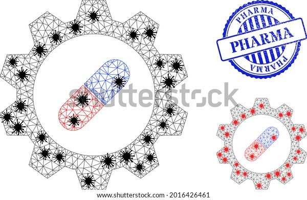 Mesh Polygonal Pharma Industry Icons Illustration Stock Vector (Royalty ...