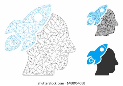 Mesh Space Rocket Thinking Head Model Stock Vector (Royalty Free ...