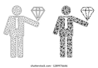 Mesh Vector Groom Diamond Flat Mosaic Stock Vector (Royalty Free ...