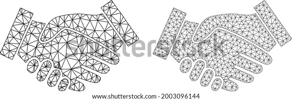 Mesh Vector Handshake Icons Mesh Wireframe Stock Vector (Royalty Free ...