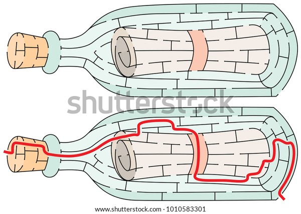 Message Bottle Maze Younger Kids Solution Stock Vector (Royalty Free ...