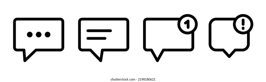 Message Notification Icon Outline Popup Symbol Stock Vector (Royalty ...